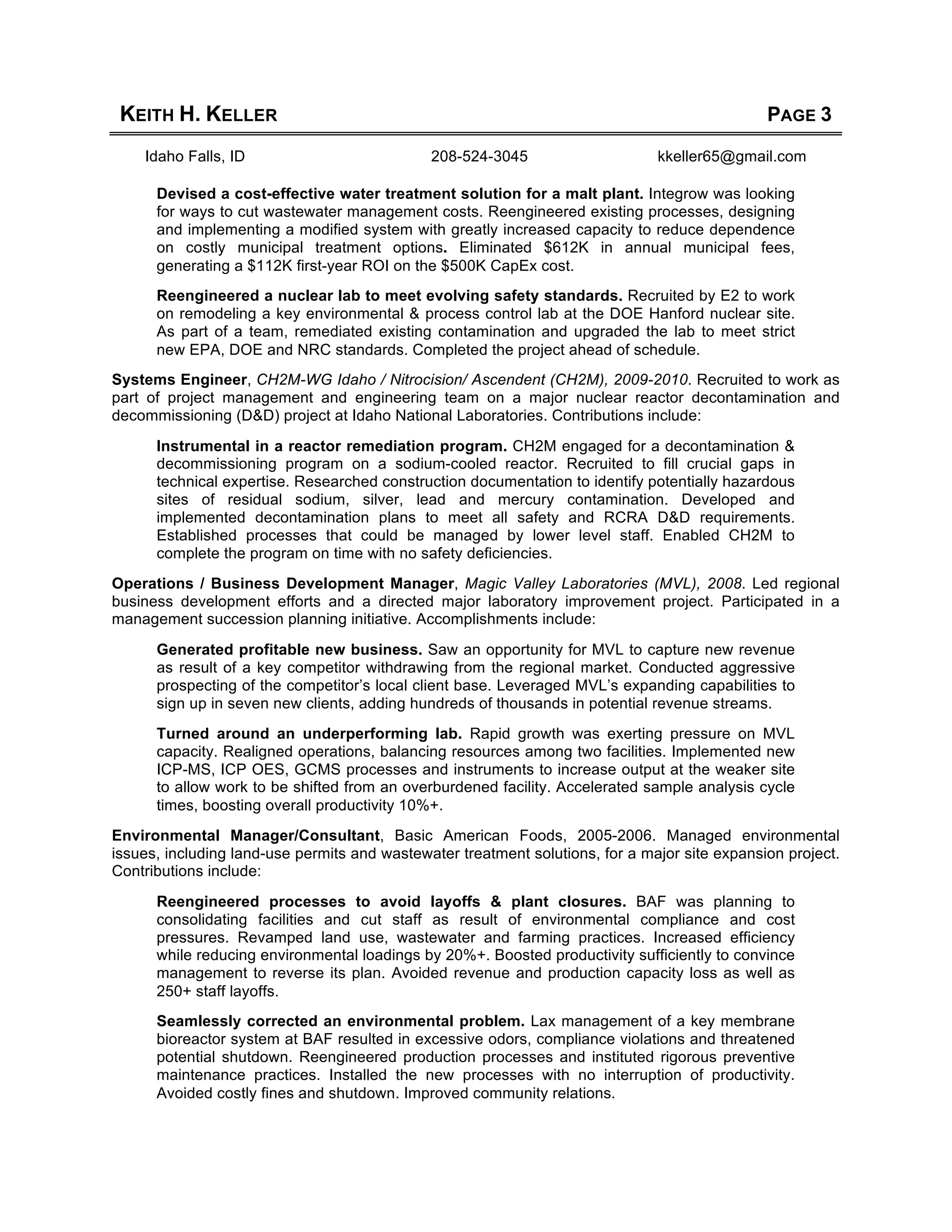 Keller, Keith EXPANDED RESUME | PDF