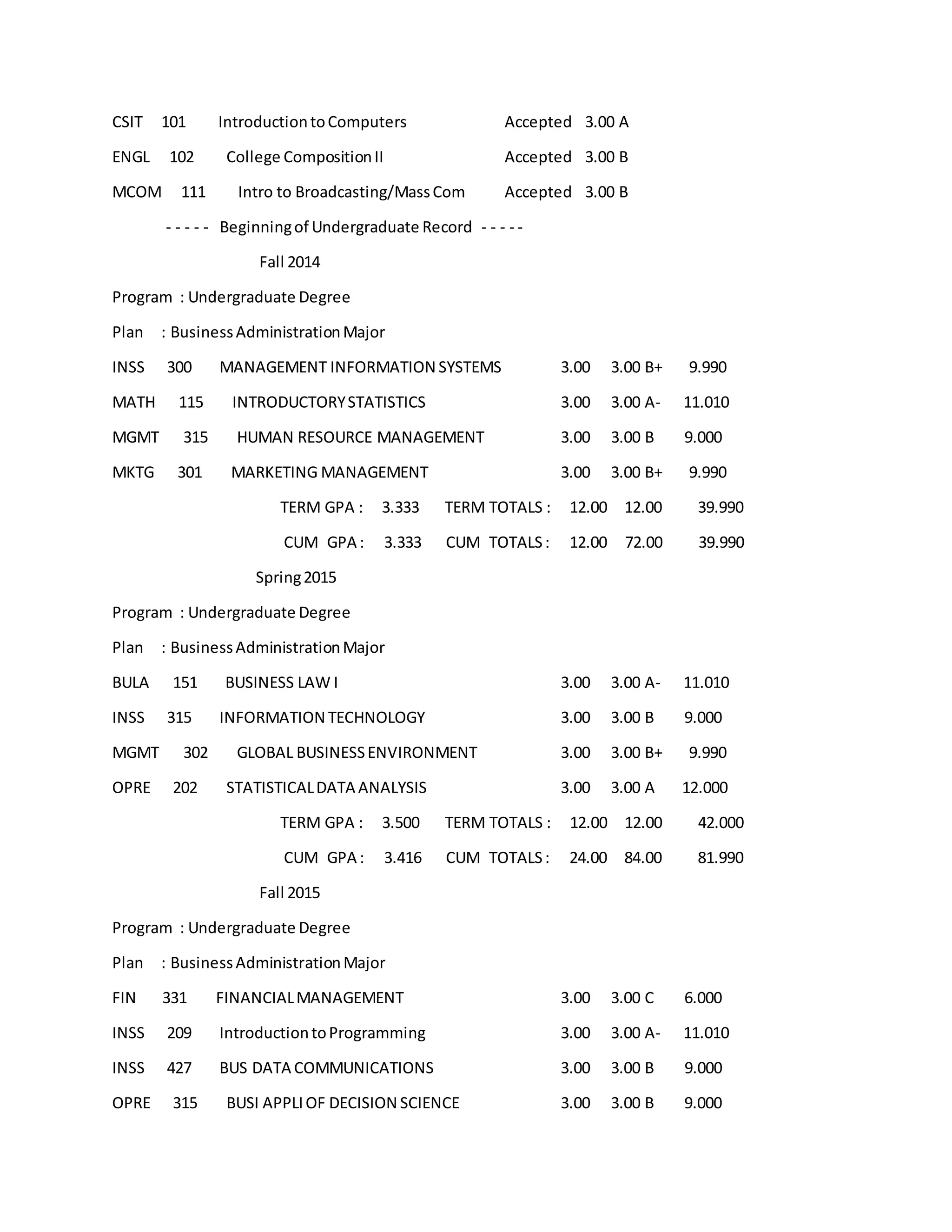 Kristian Olsen - Unofficial Transcript | PDF