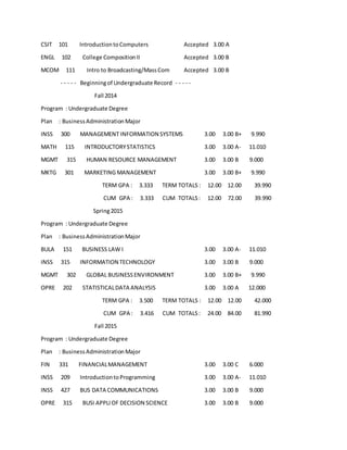 Kristian Olsen - Unofficial Transcript | PDF