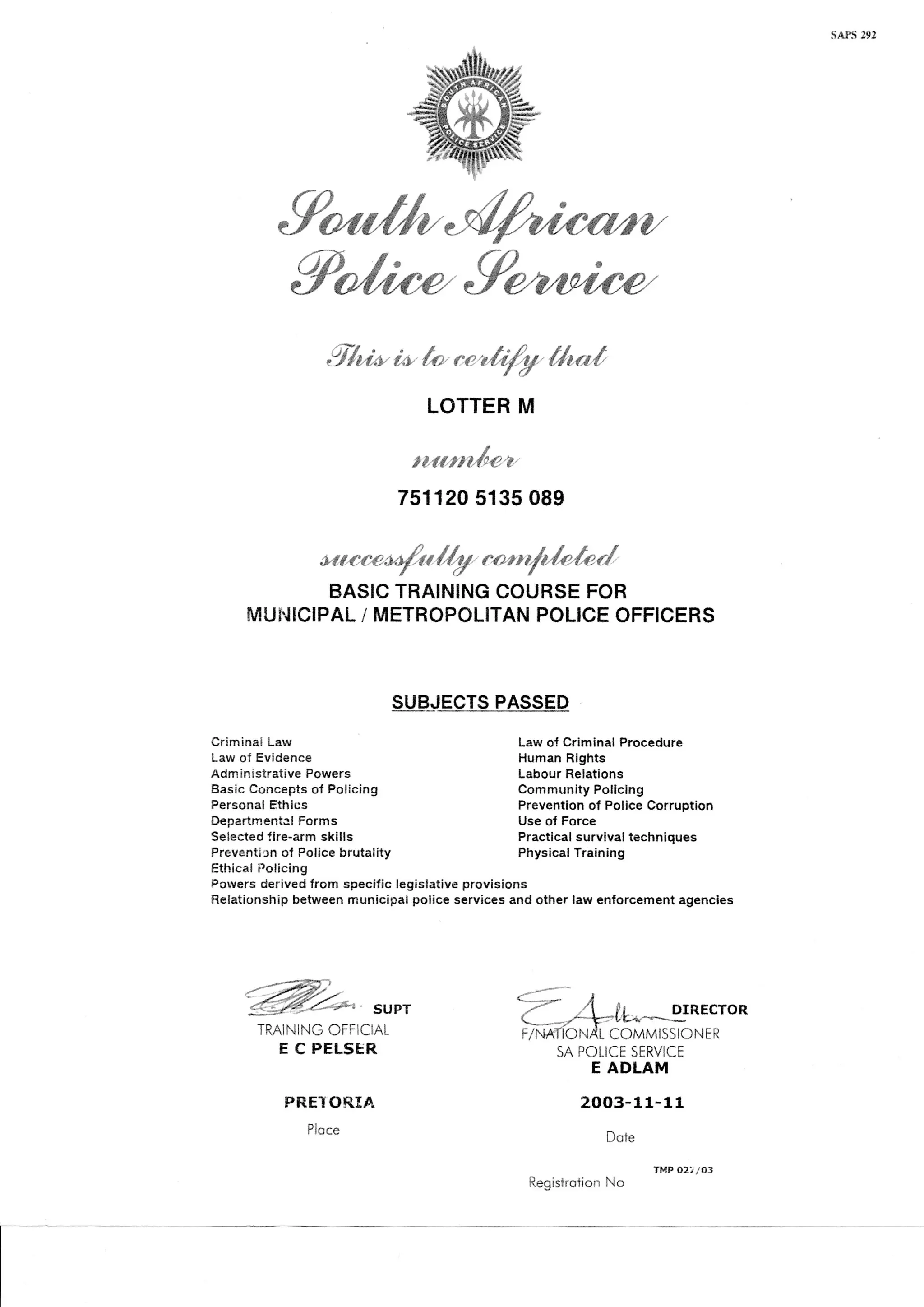 Basic Training Course for Metro Police officers | PDF