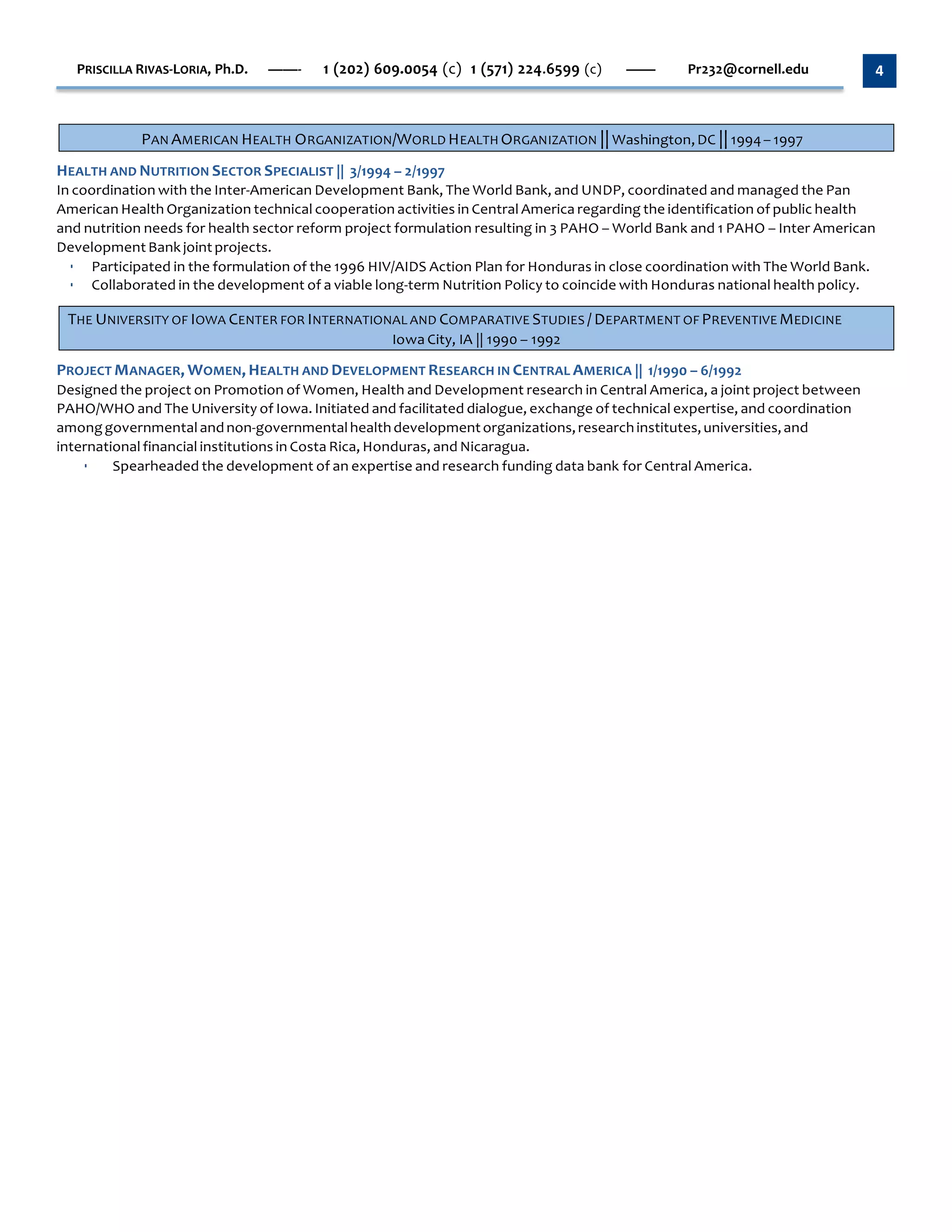 Priscilla Rivas Loria - RESUME FINAL - Jan 2016 | PDF | Non-Profit ...