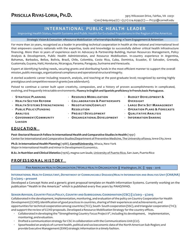 Priscilla Rivas Loria - RESUME FINAL - Jan 2016 | PDF | Non-Profit ...