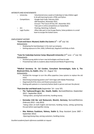 Sinead ORourke_CV | PDF