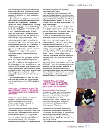 Journal of Feline Medicine and Surgery (2012). Congress Abstracts | PDF