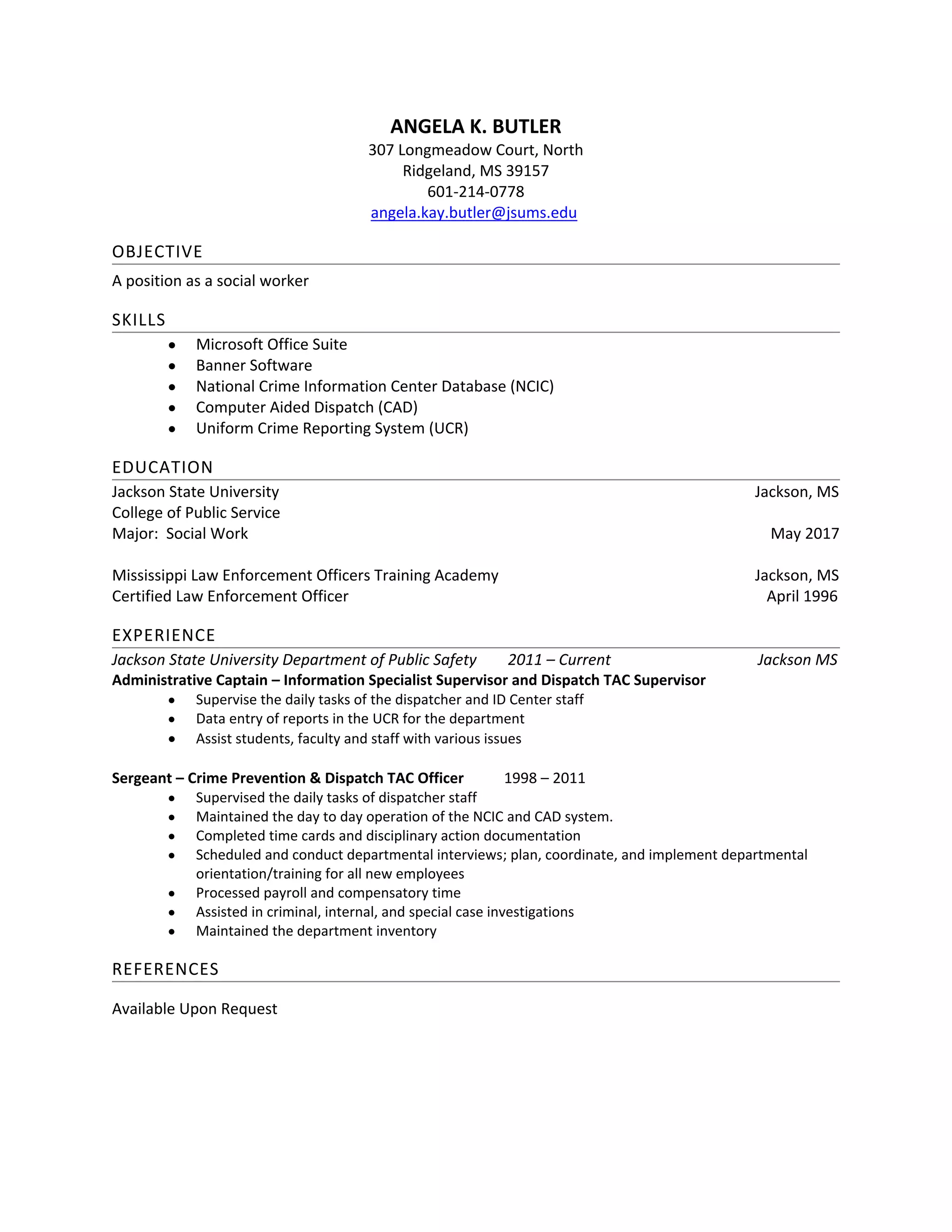 Angela Butler Resume 2016 | PDF