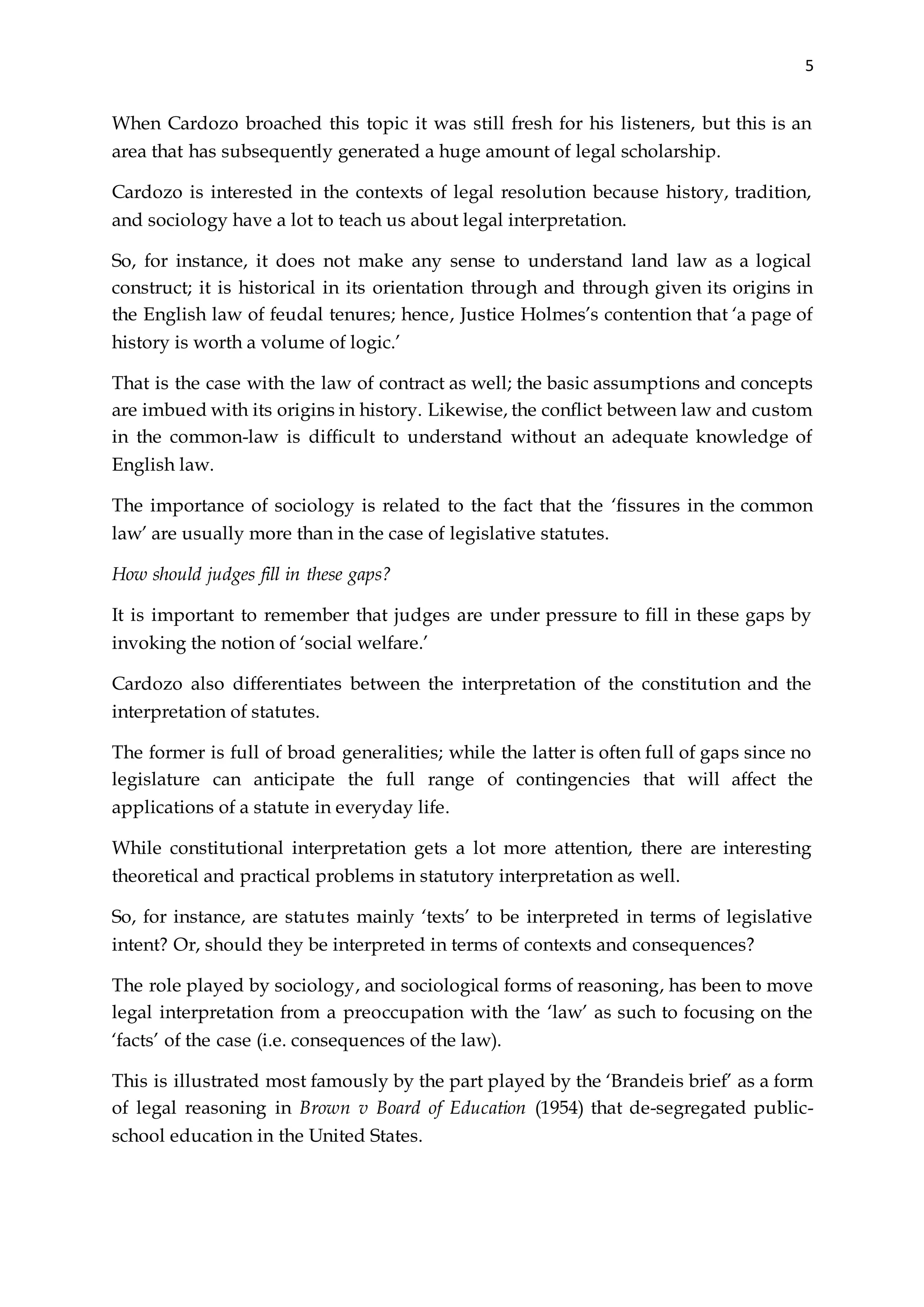 Benjamin Cardozo on the Judicial Process | DOCX