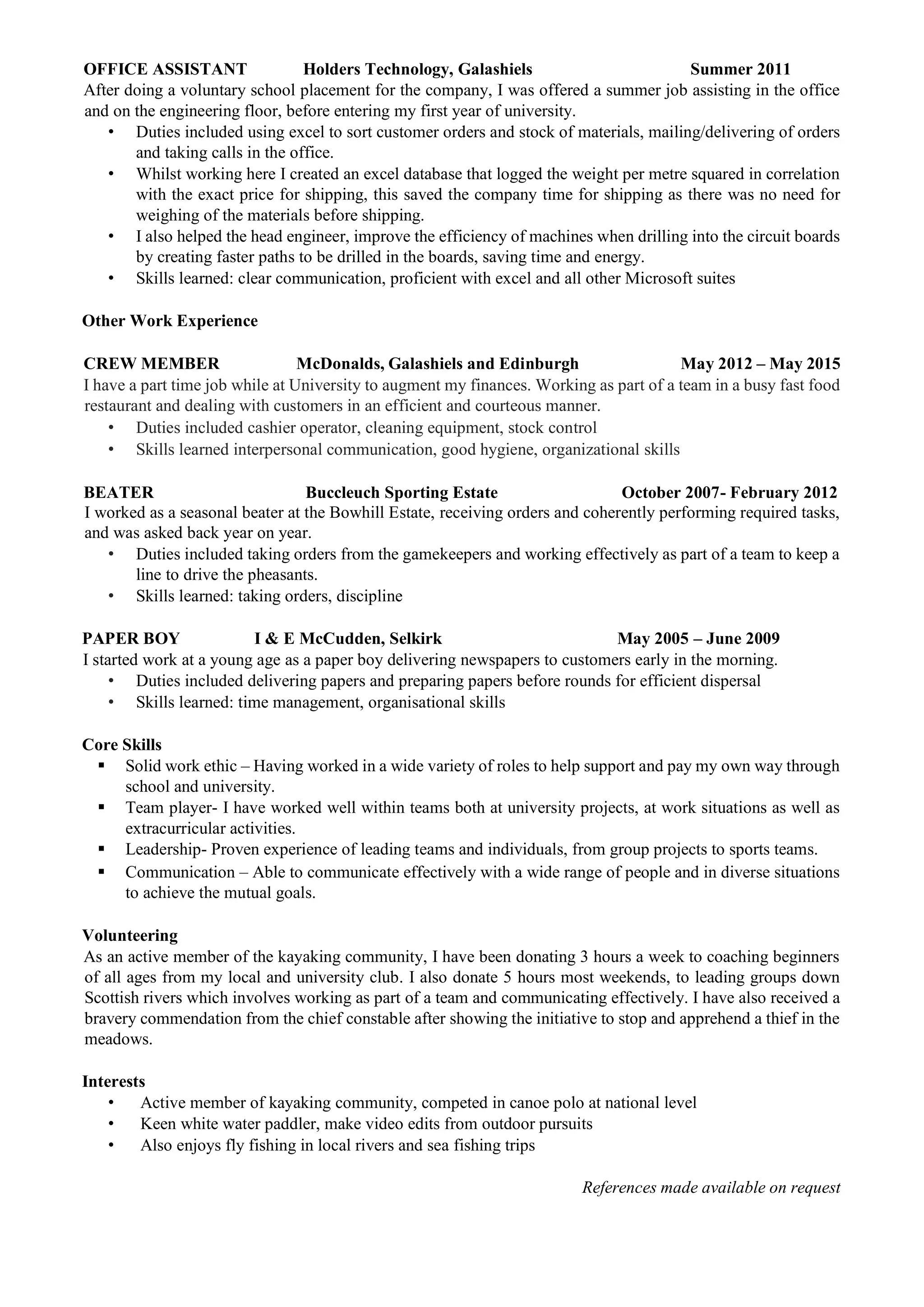 Nathan Mckenzie CV | PDF