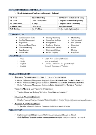 SYED SADAQAT ALI CV | PDF