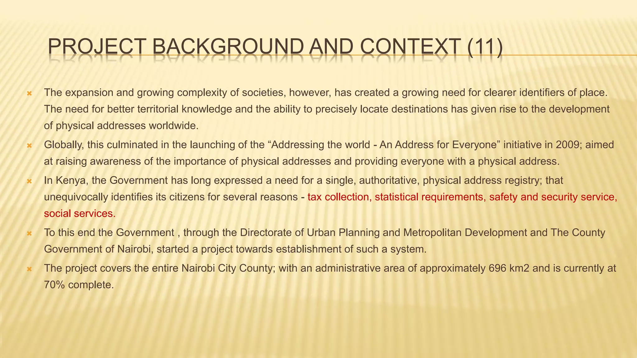 Establishment of a Physical Address System for Nairobi City County ...