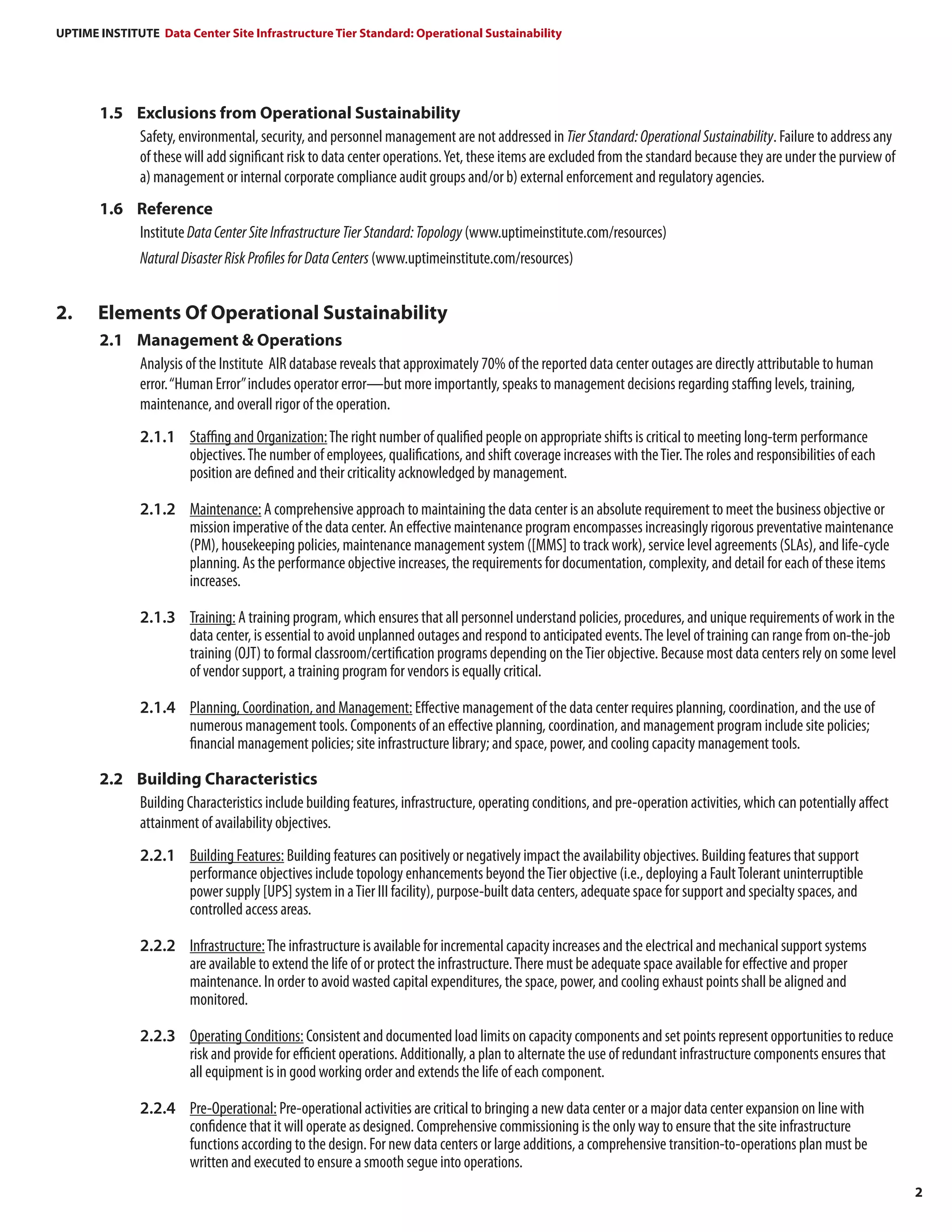 Tier Stanadard Operational-Sustainability | PDF