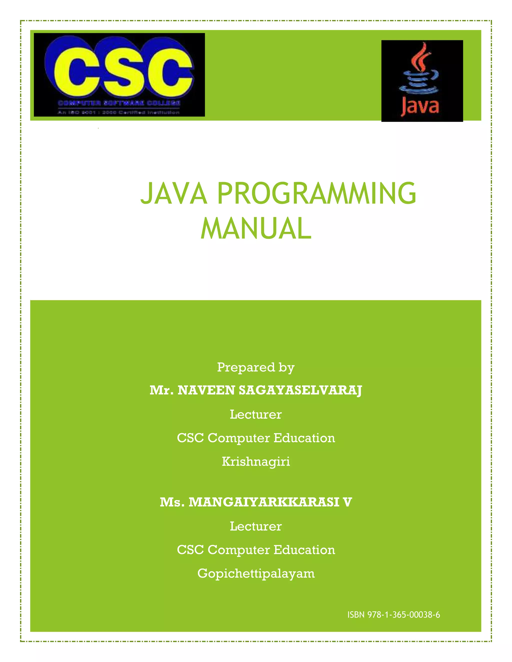 JavaProgrammingManual | PDF JavaProgrammingManual | PDF