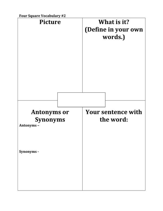 Four-Square-Vocabulary-Intervention | PDF | Educational Assessment ...