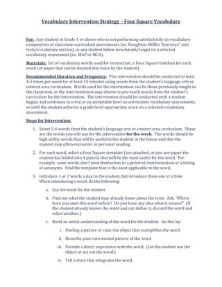 Four-Square-Vocabulary-Intervention | PDF