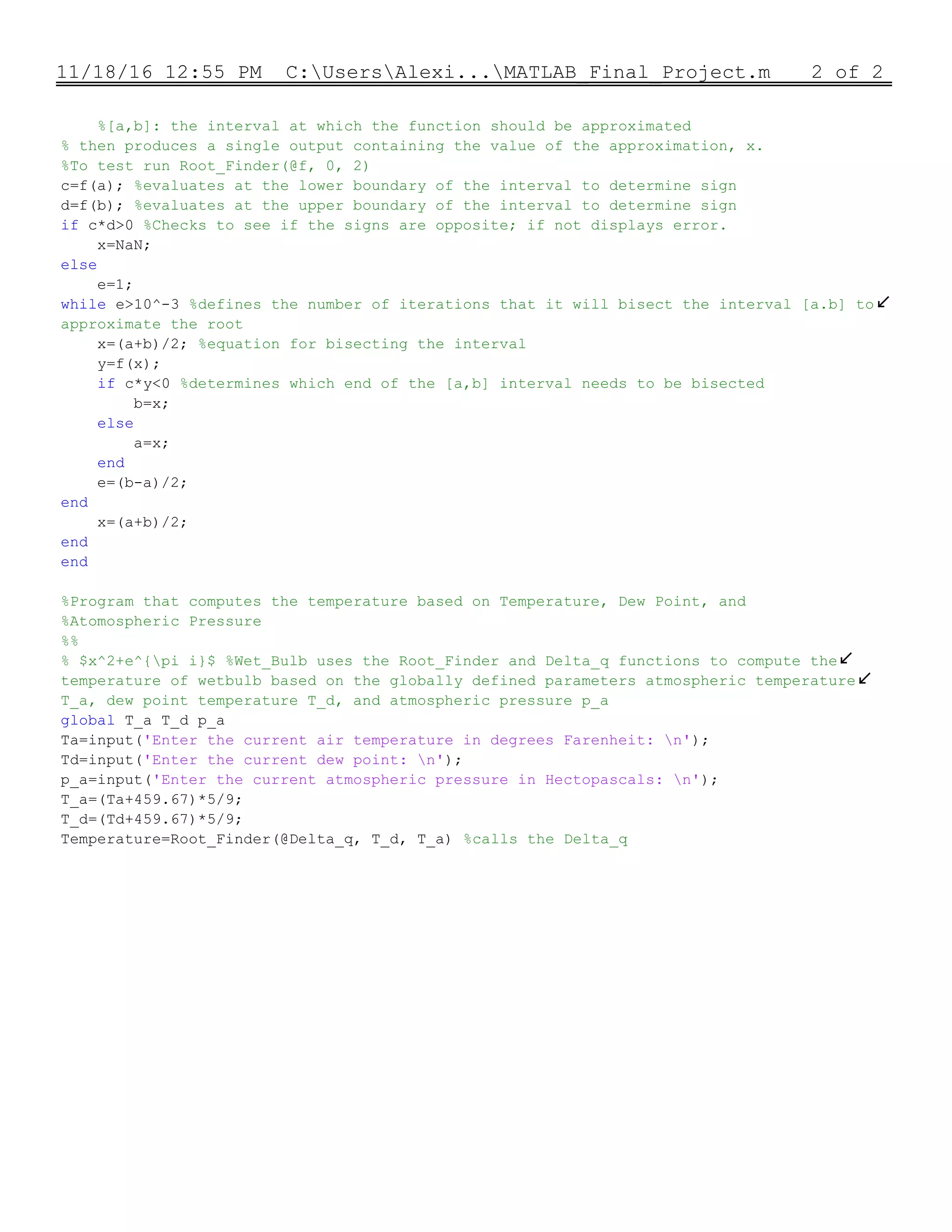 MATLAB Final Project | PDF