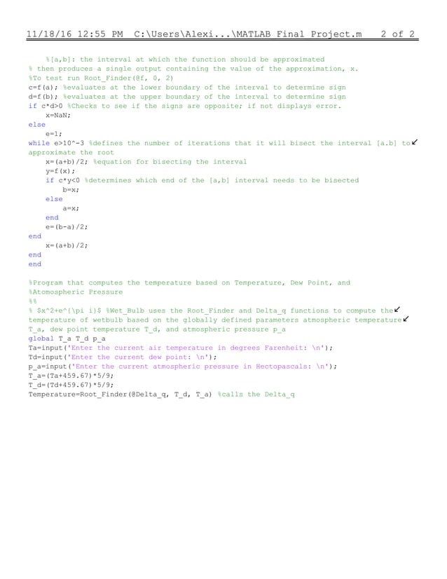 MATLAB Final Project | PDF