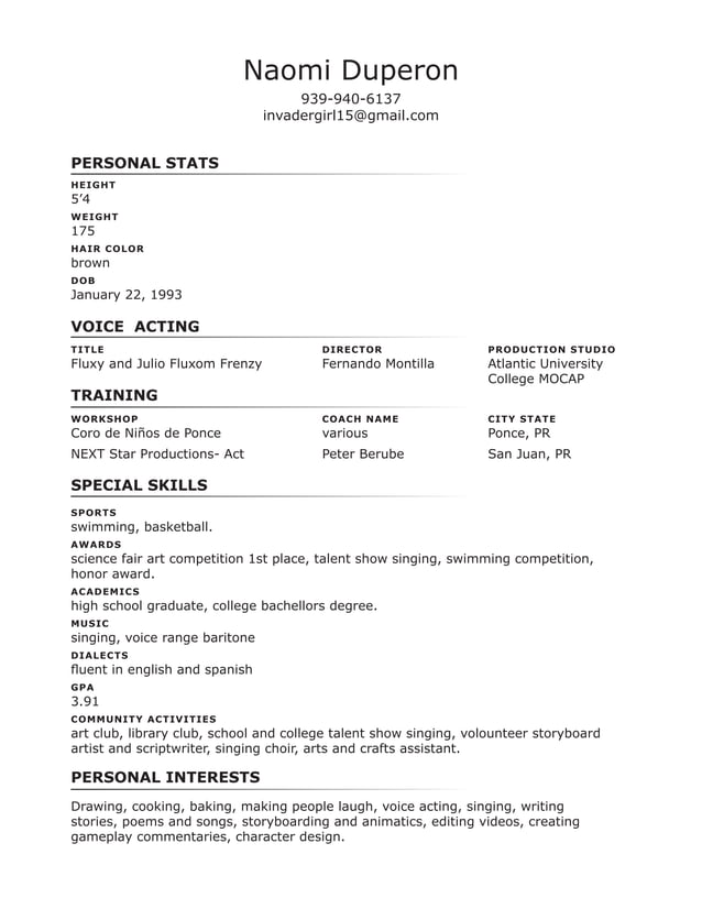 Performer resume | PDF