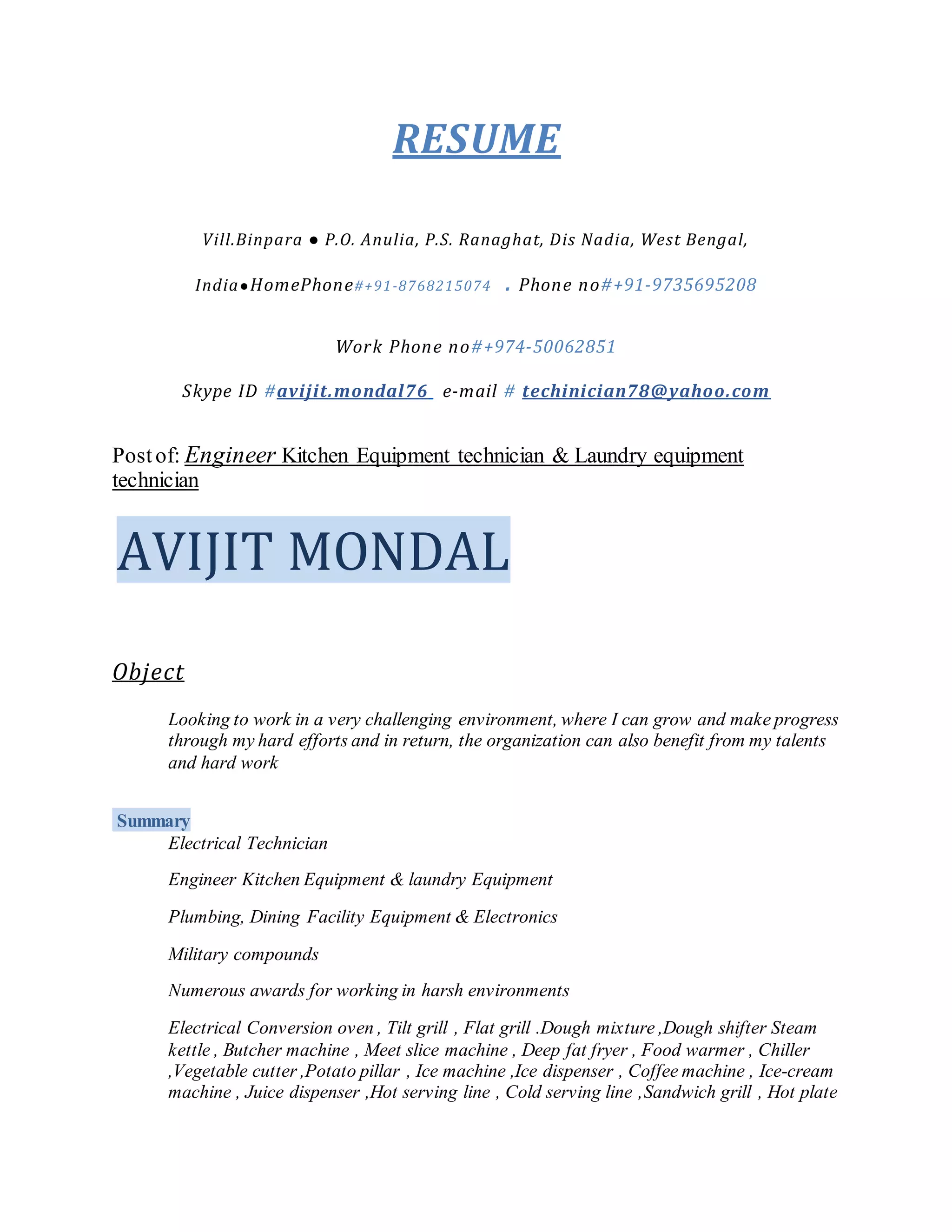 avijit mondal Resume | PDF