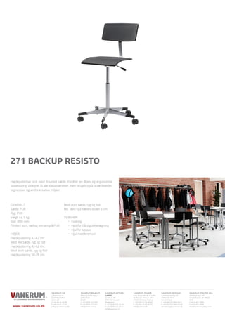 Produktark_Stole_271_BackUp Resisto2 | PDF