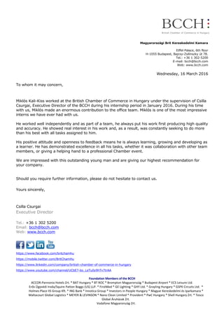 BCCH Recommendation of Miklos Kali-Kiss_2 | DOC | Business ...