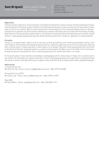 Sam Brignell's CV | PDF | Desktop Publishing | Computer Software and Applications