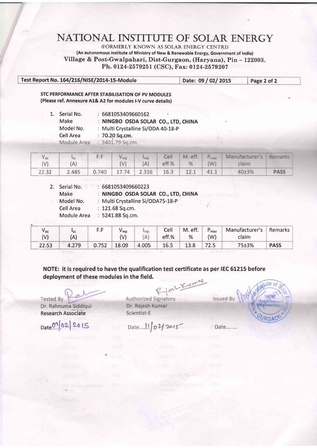MNRE Certificate Of PV Module.PDF