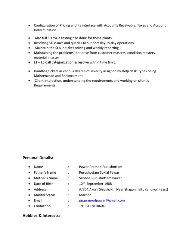 Pramod Pawar Sap Sd Doc Business Business And Finance