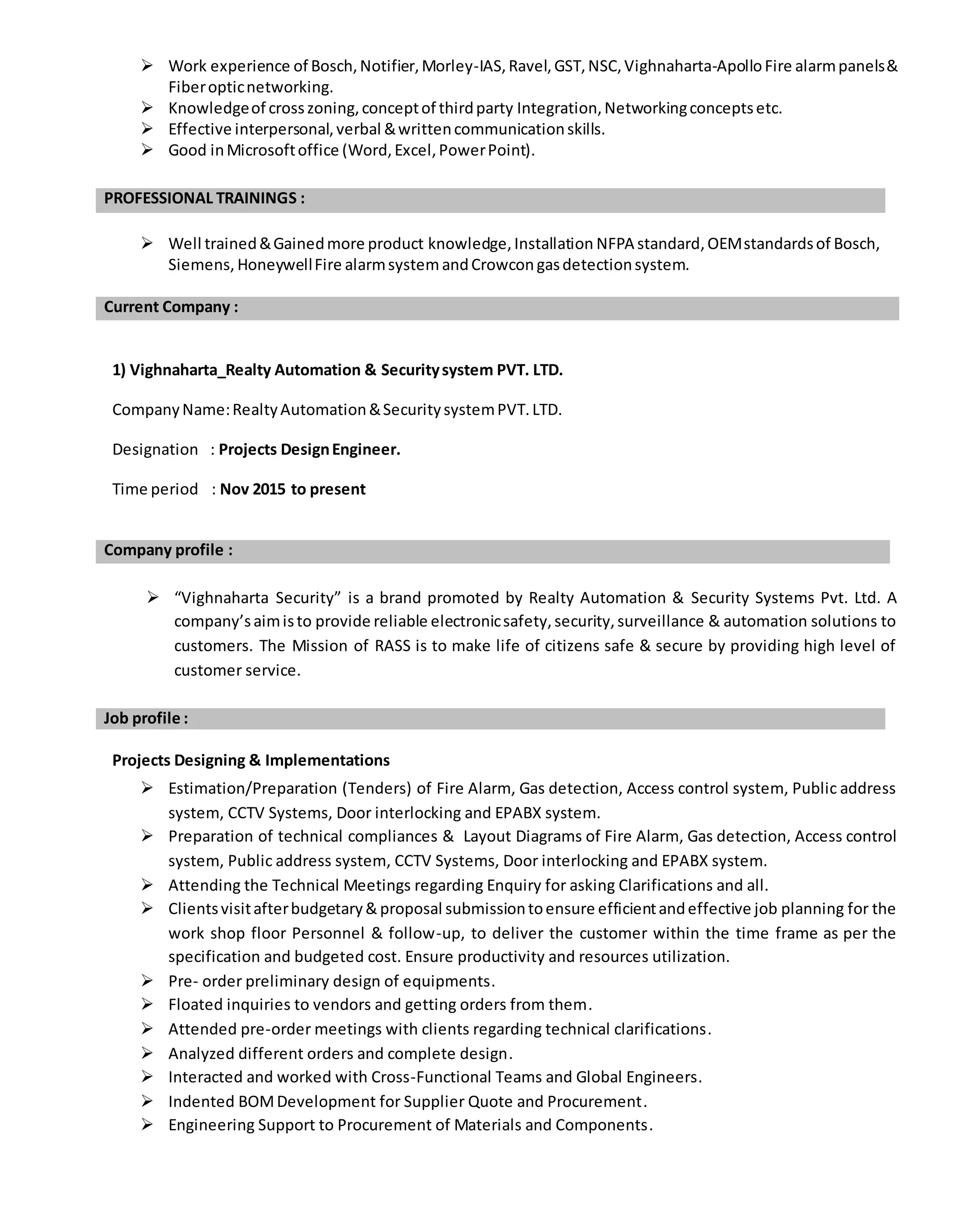 G.Ramesh ' s Resume for Design & Estimation Engineer_2016 | DOCX | Home Security | Home & Garden