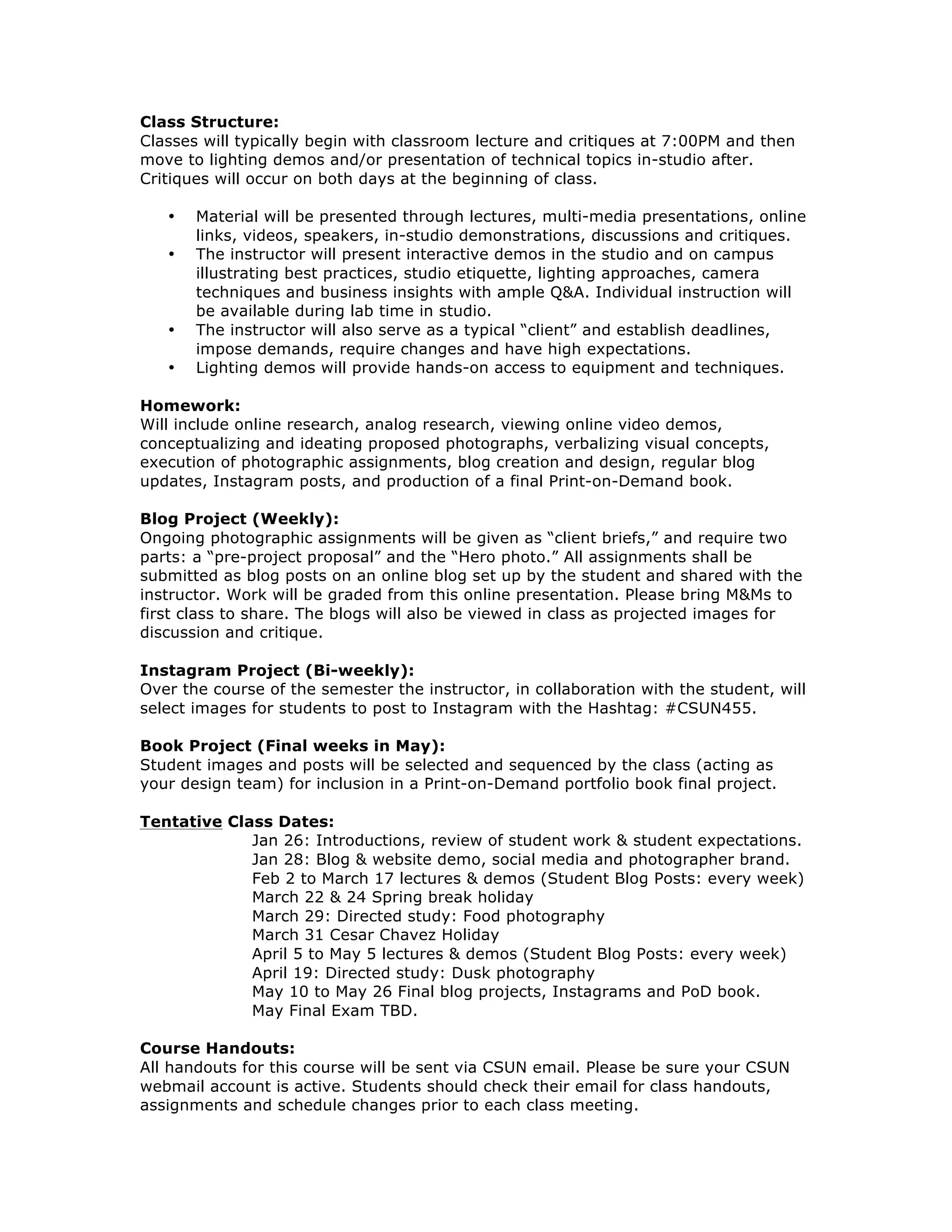 CSUN, Art 455 Syllabus Spring 2016 semester, CSU Northridge | PDF