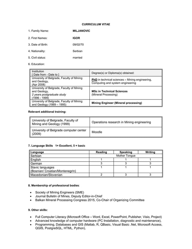Igor Miljanovic CV | PDF