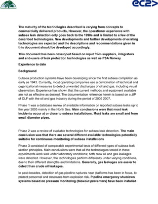 Subsea leak detection systems | PDF