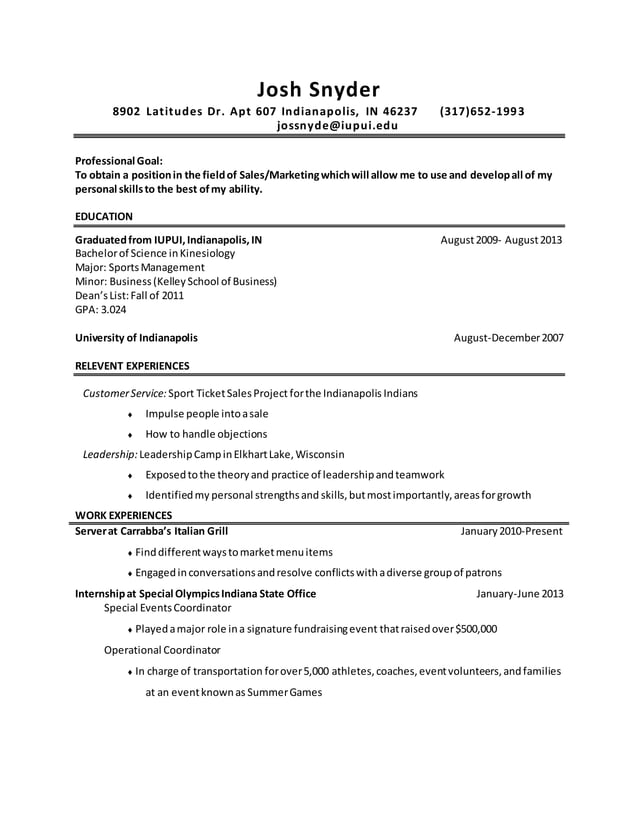 Josh Snyder Resume | PDF