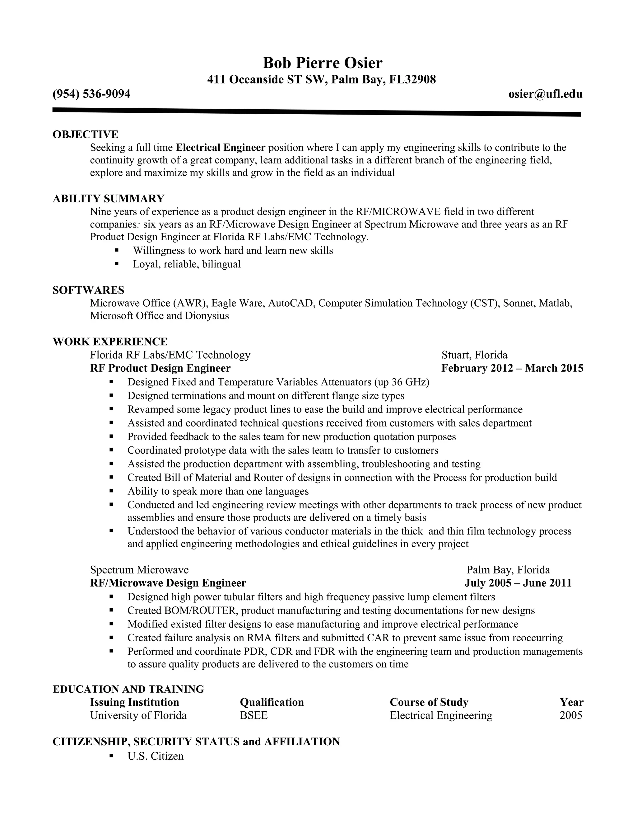 BOB OSIER'S RESUME_TSA_GEN | DOC