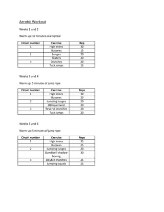Anaerobic and aerobic workout program | DOCX