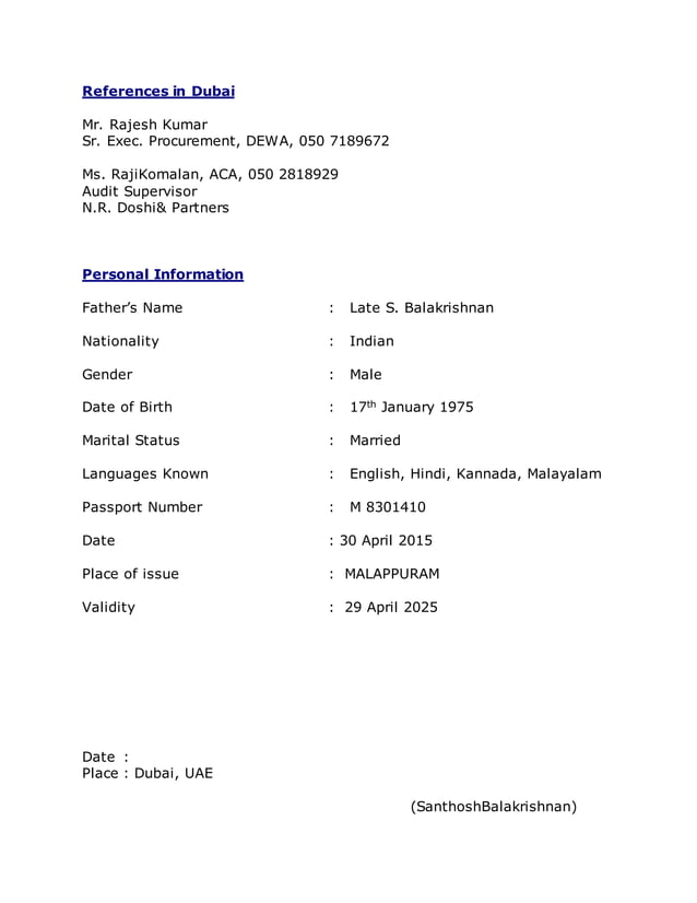 curriculam viate santhosh | DOCX | Business Administration | Business