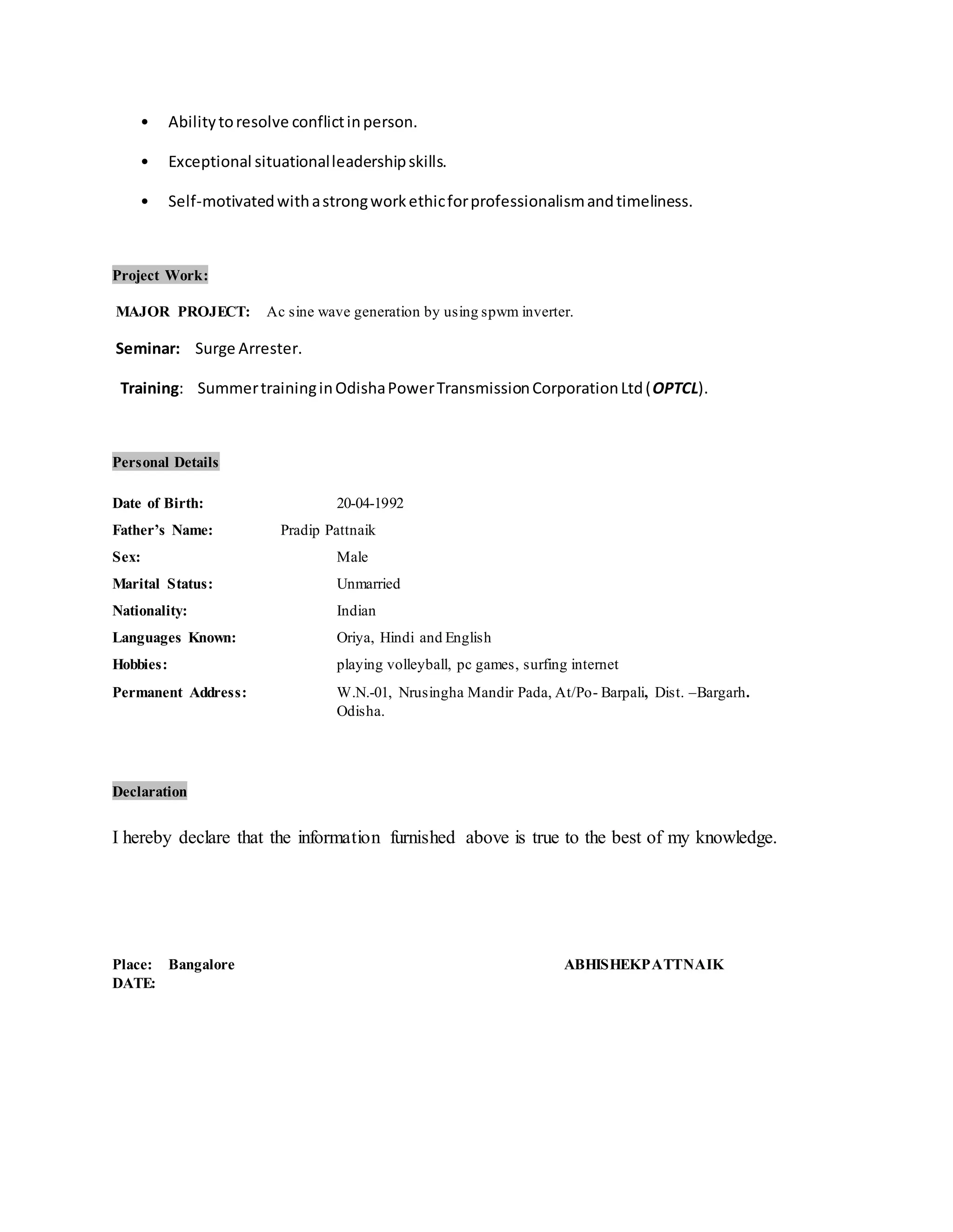ABHISHEK PATTNAIK CV | PDF