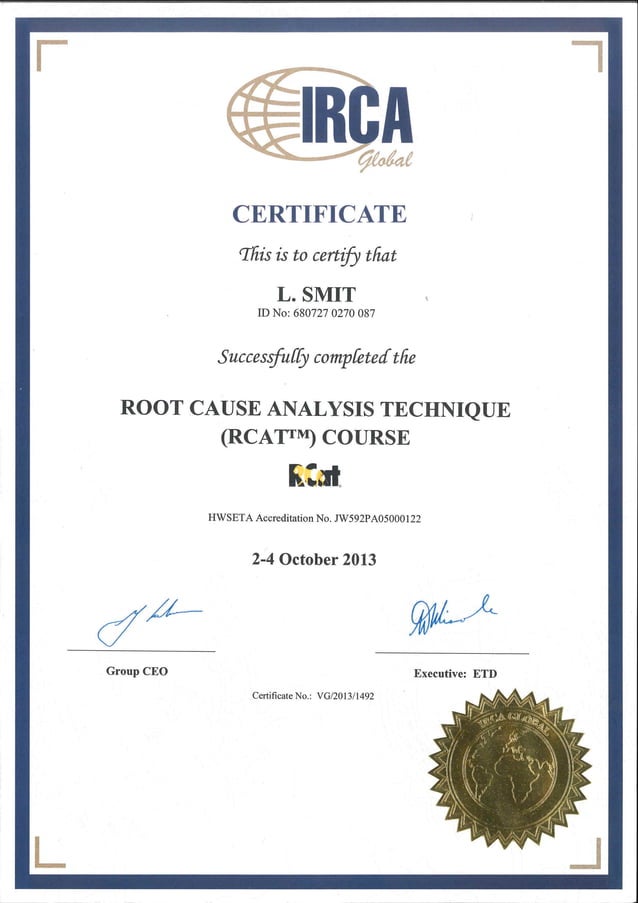 IRCA Sertificates | PDF