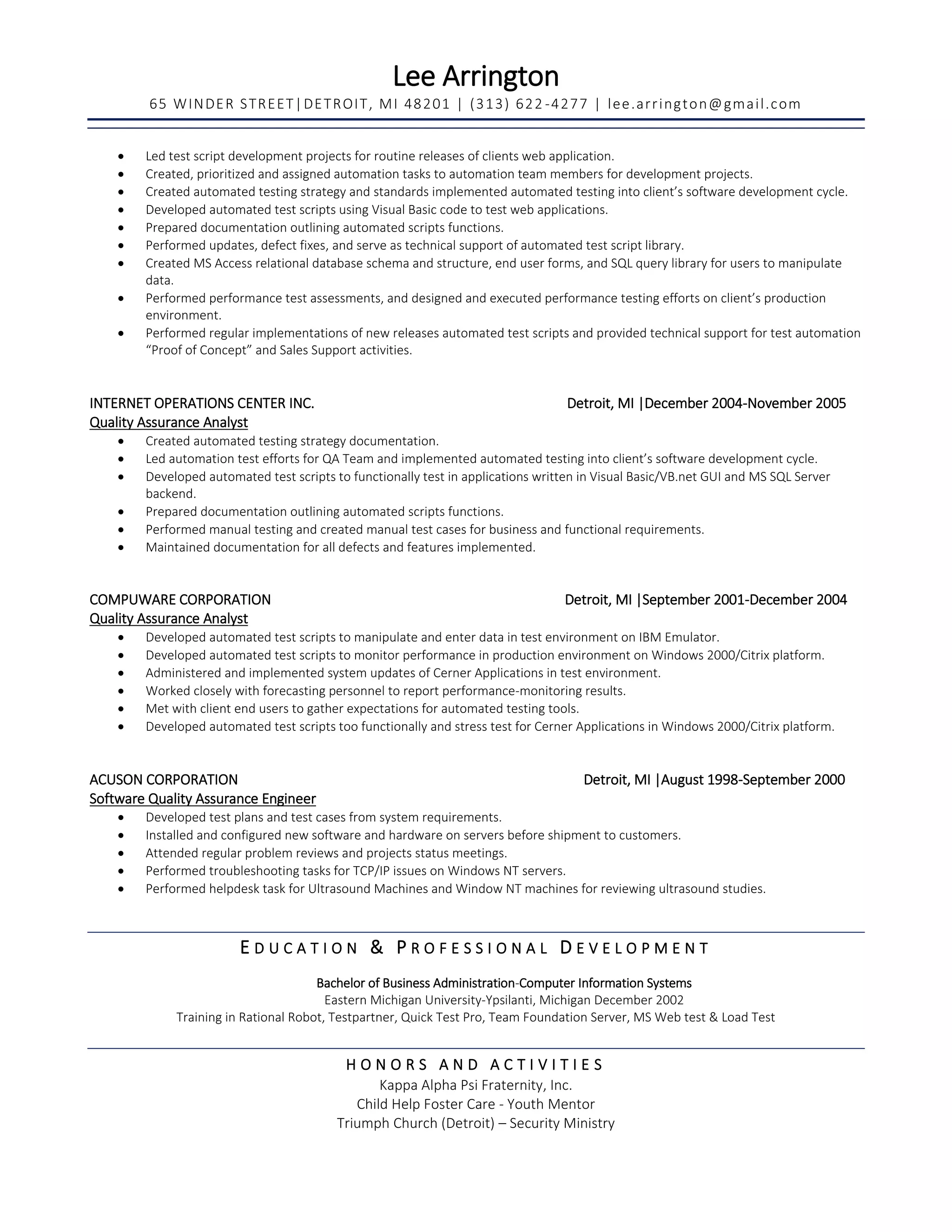 Lee Arrington CCC Resume #1 | PDF