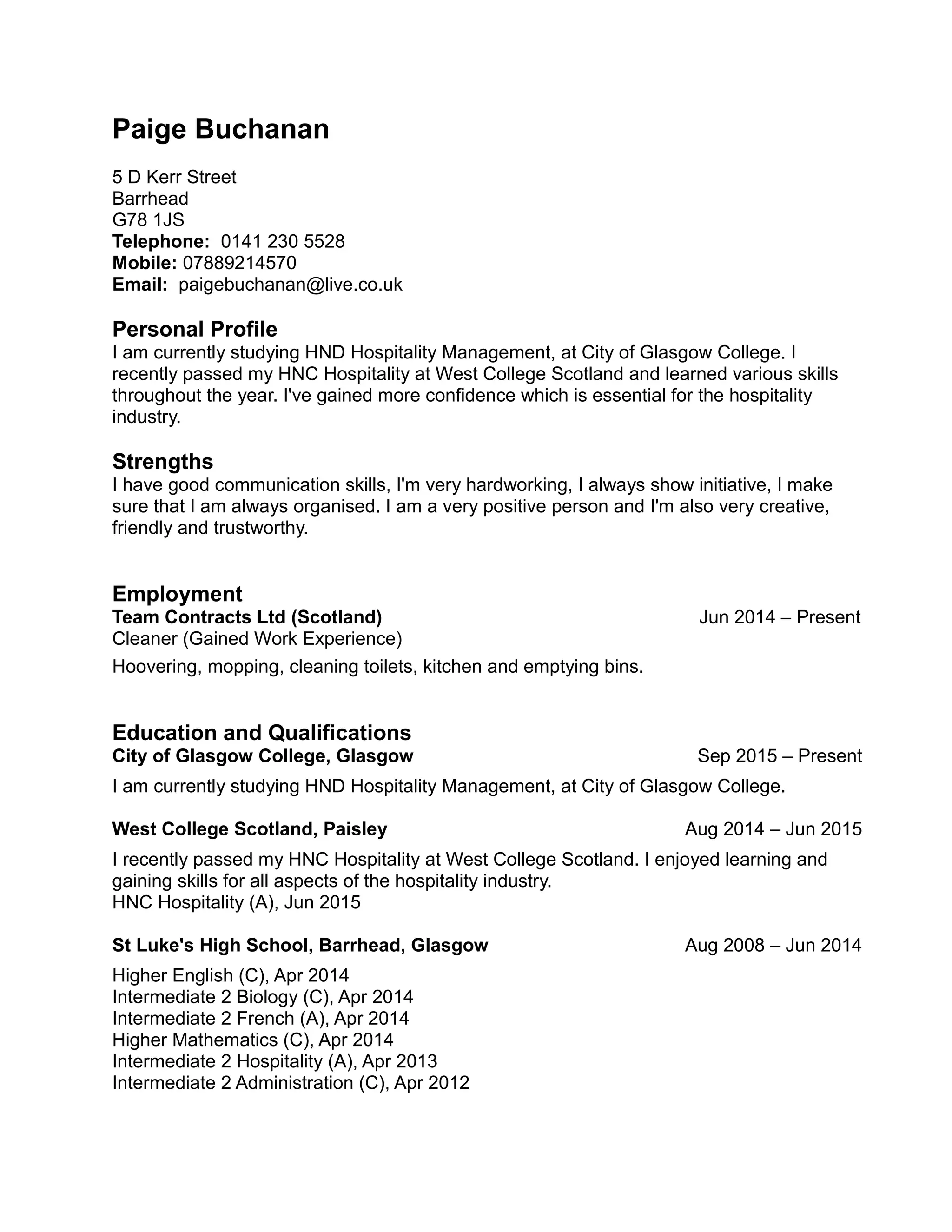 updated CV . | RTF
