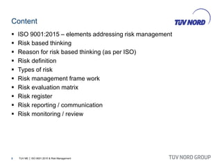 20150403 - TUV ME - ISO 9001 2015 and Risk Management - Linkdin | PPT