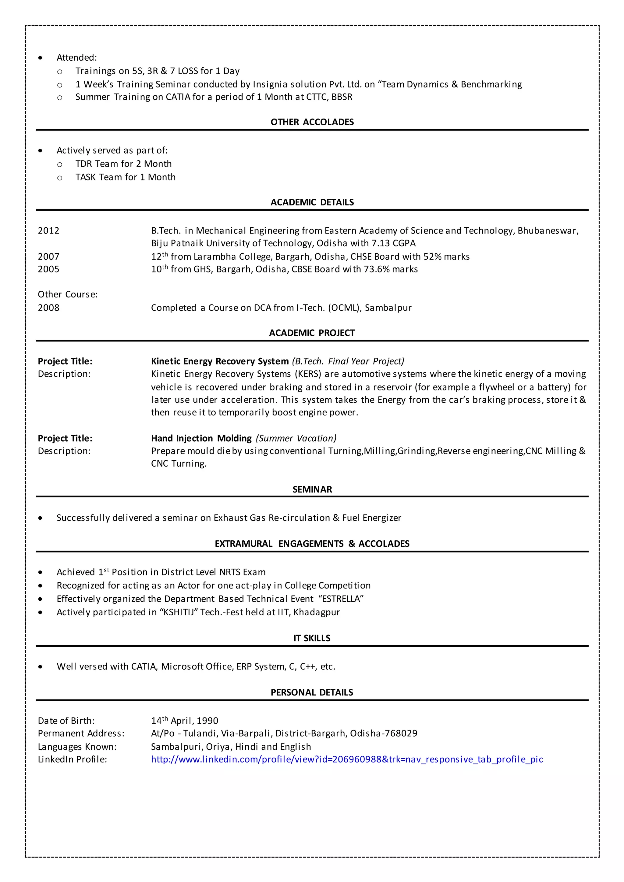 Resume of Anil Kumar sahu | PDF Resume of Anil Kumar sahu | PDF
