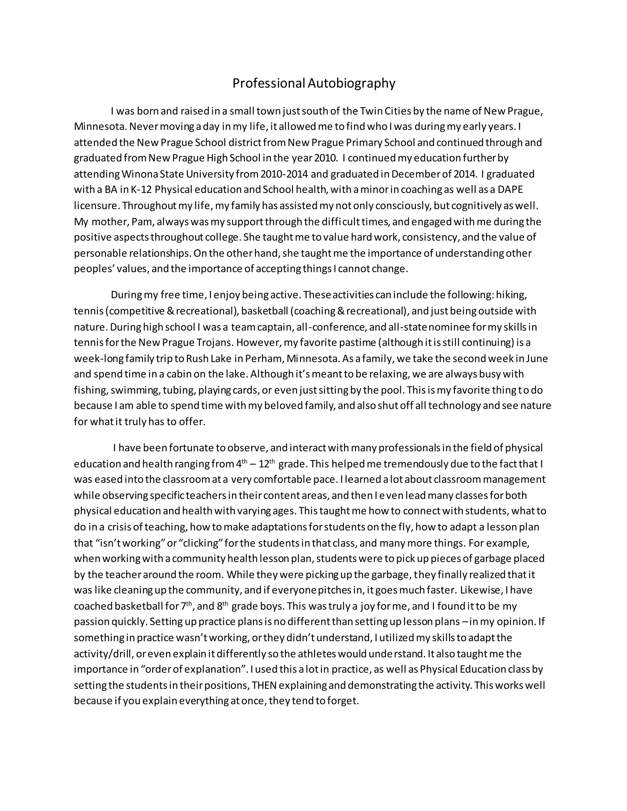 Professional Biography | DOCX | Education