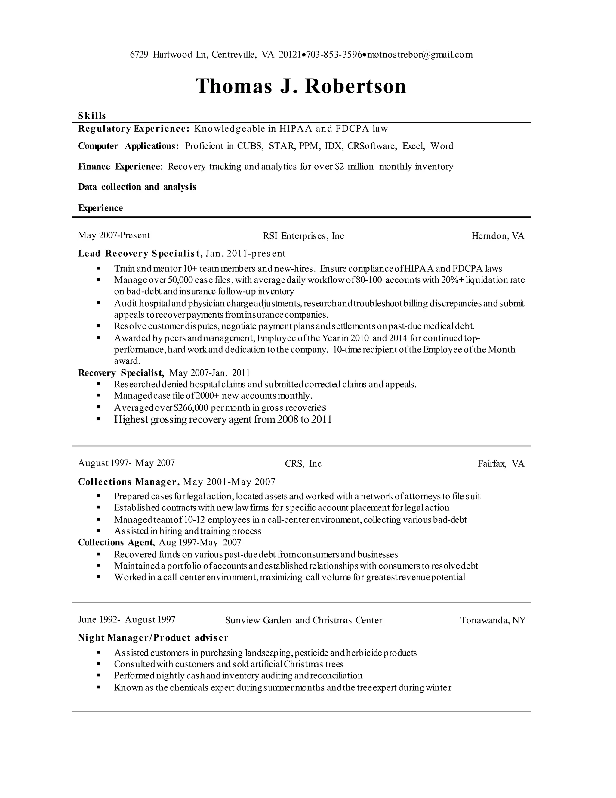 Tom Resume | DOCX