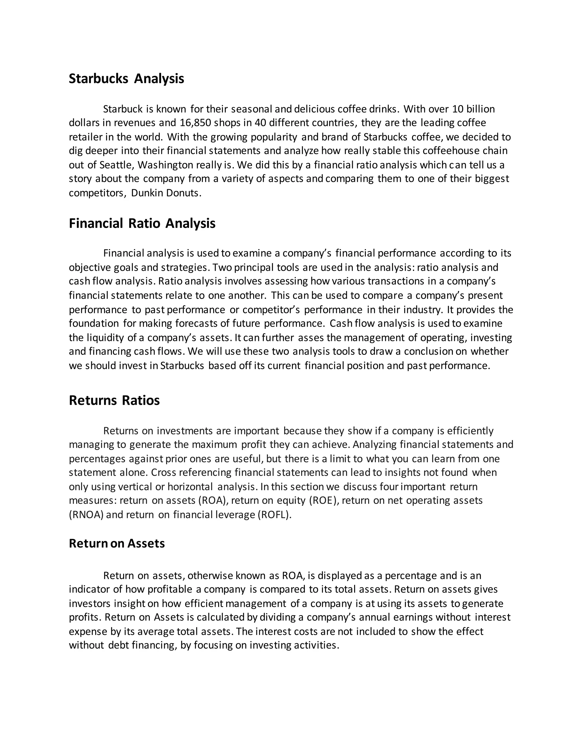 Starbucks Financial Analysis | DOCX