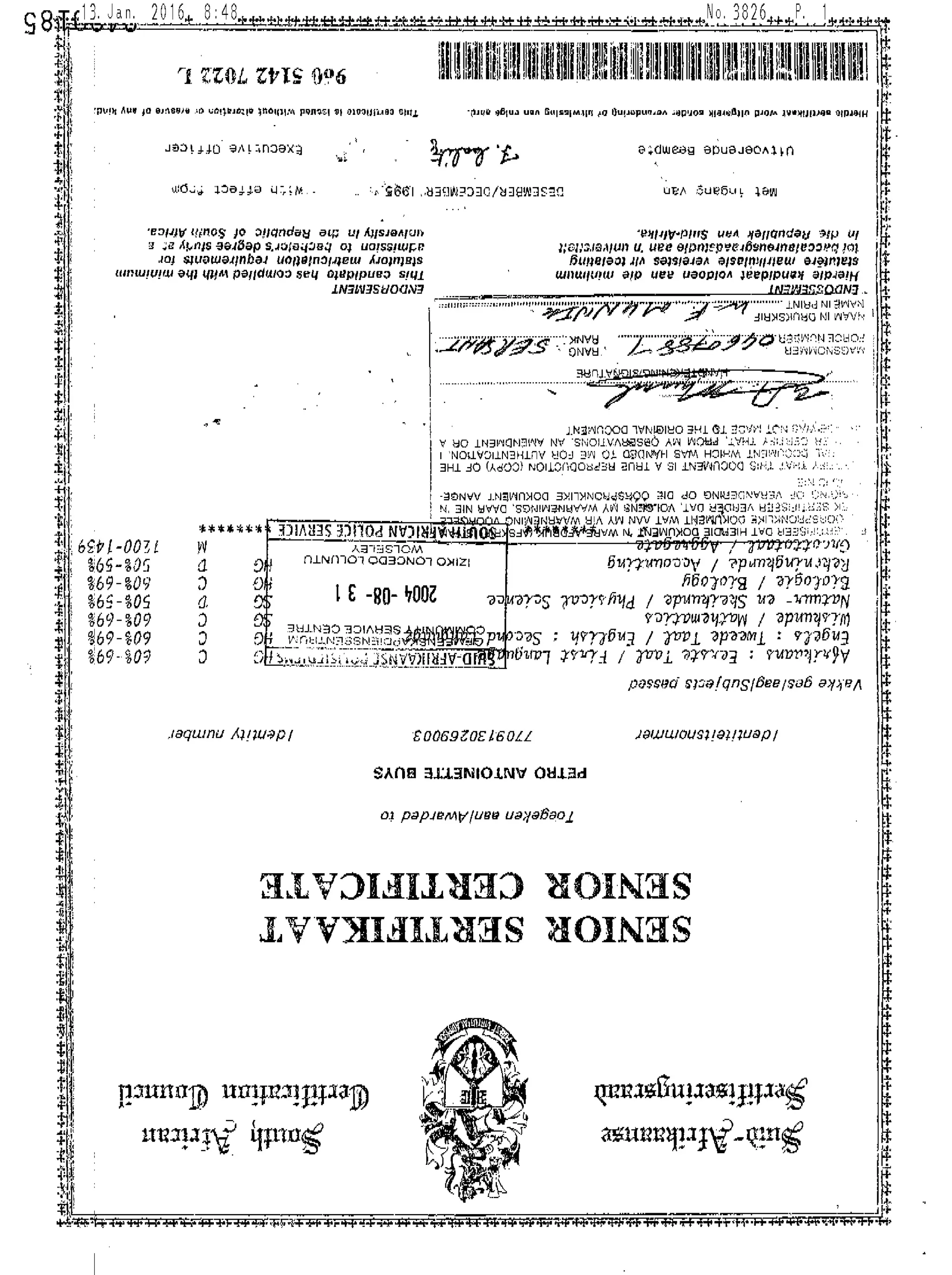 matric and Senior certificate.PDF