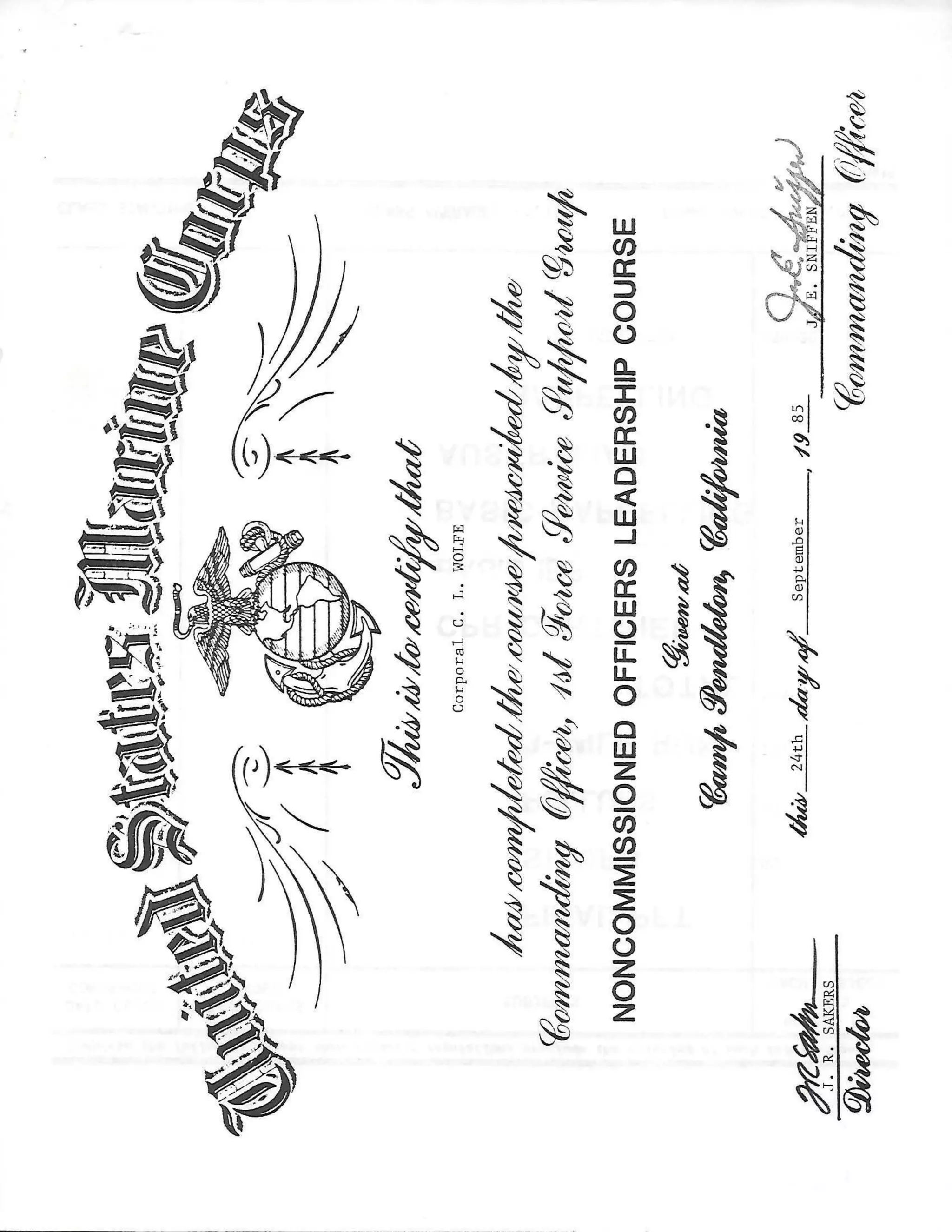 NCO Leadership Course 24Sep1985 | PDF