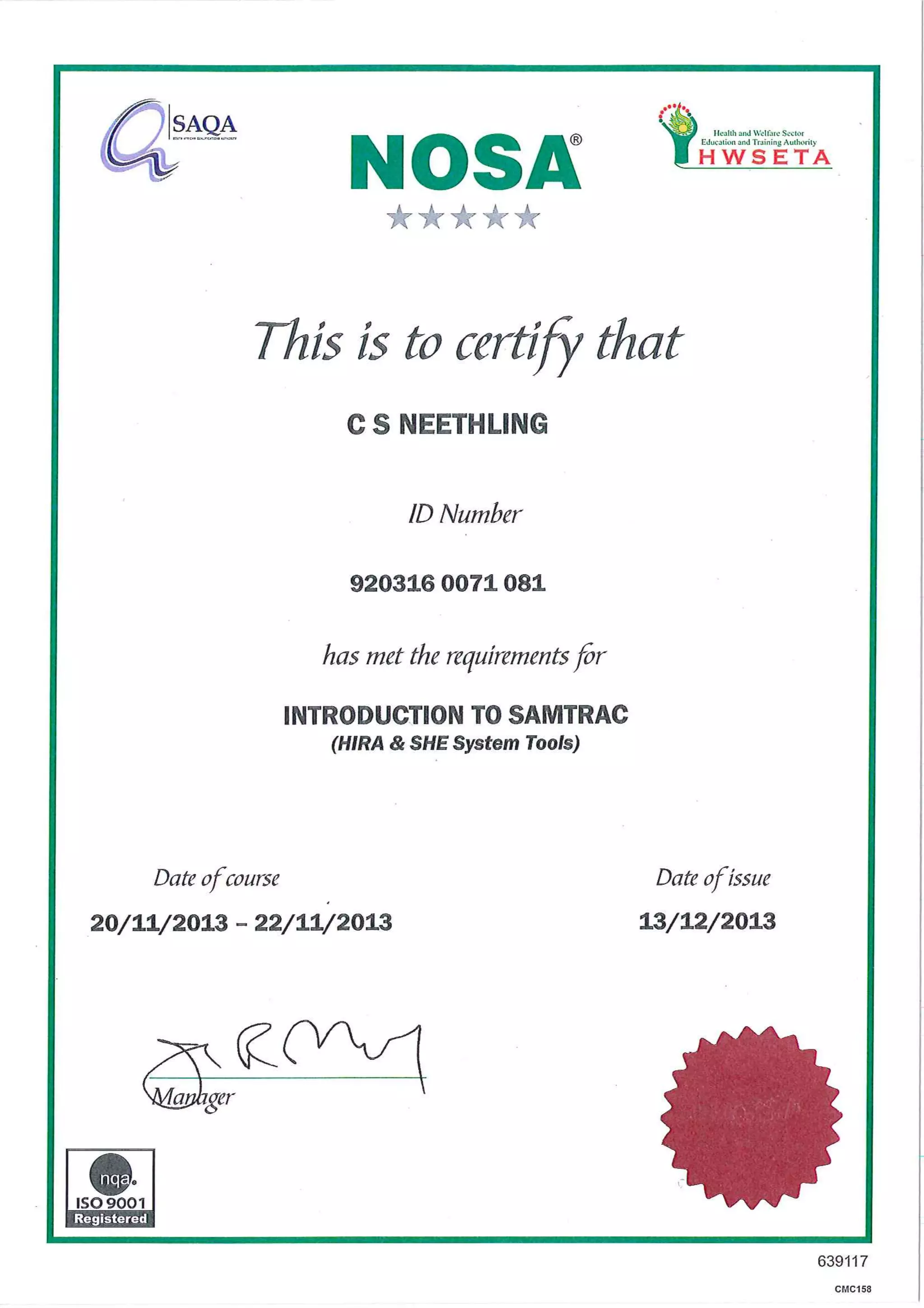 Introduction To Samtrac - Certificate | PDF