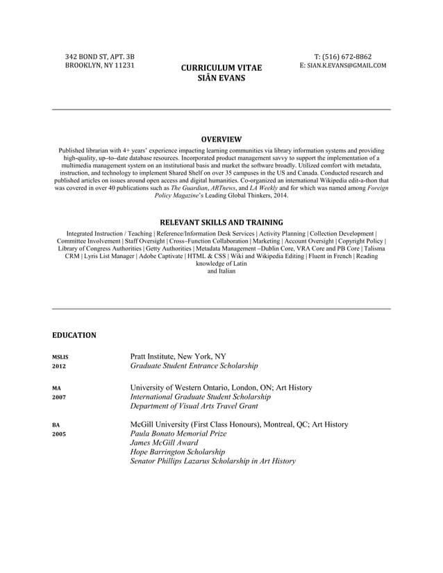 SianEvansCV_May2015 | PDF