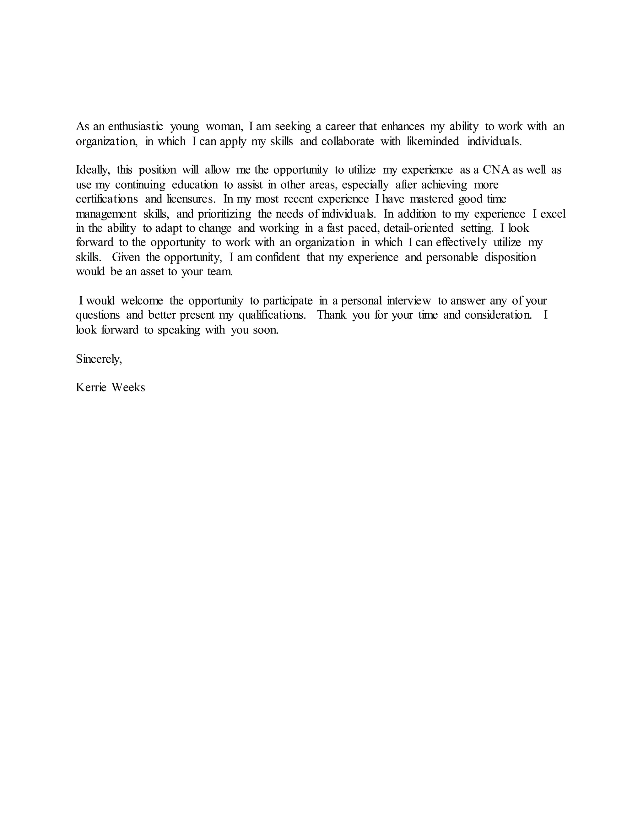 Kerrie Weeks CL | PDF