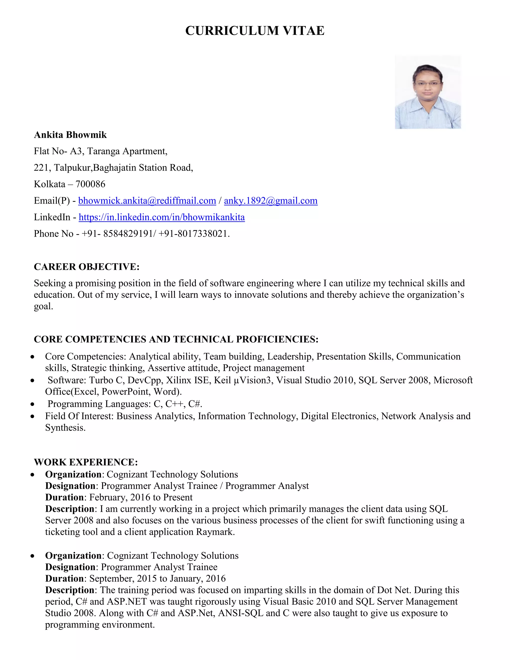 Ankita Bhowmik_CV | PDF