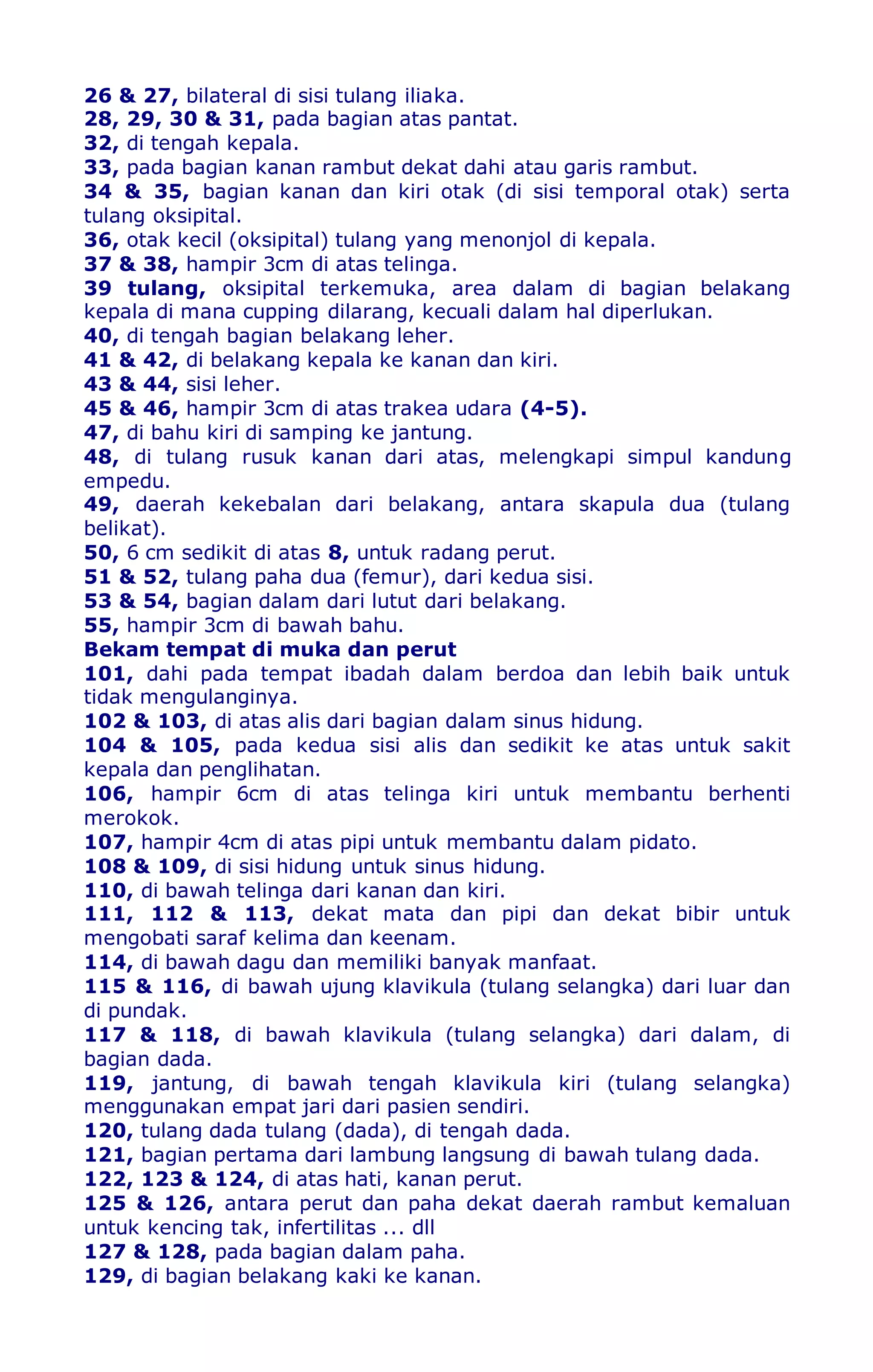 Titik cupping atau bekam | DOCX